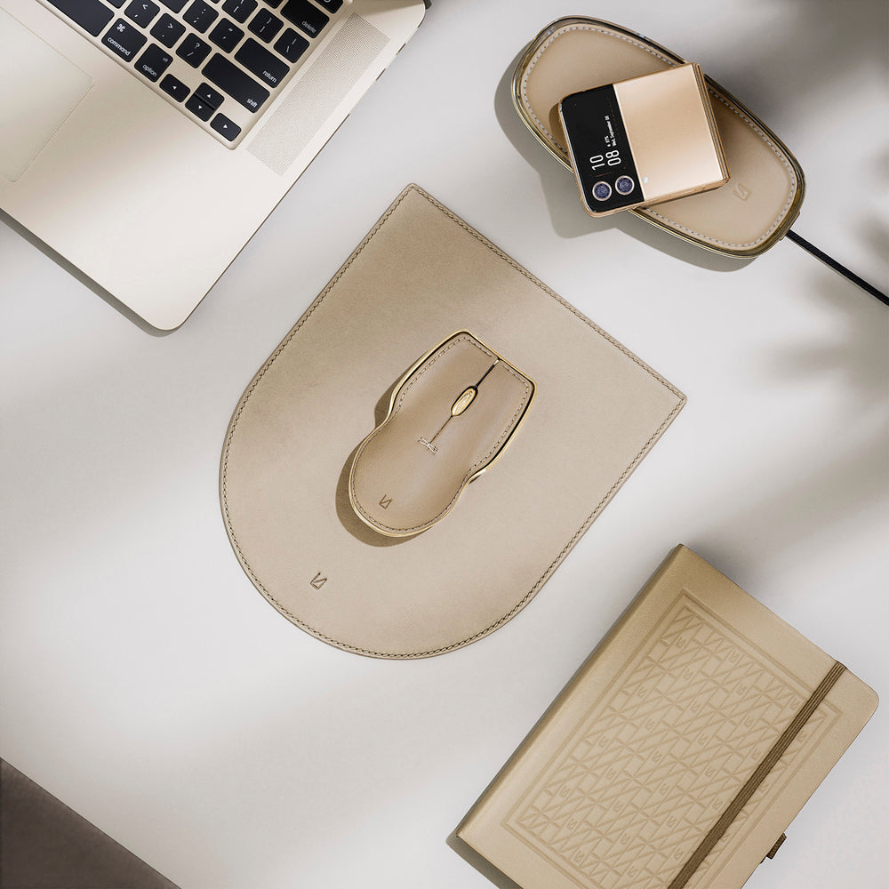 Computer Mouse Accessories | Beige Leather Top