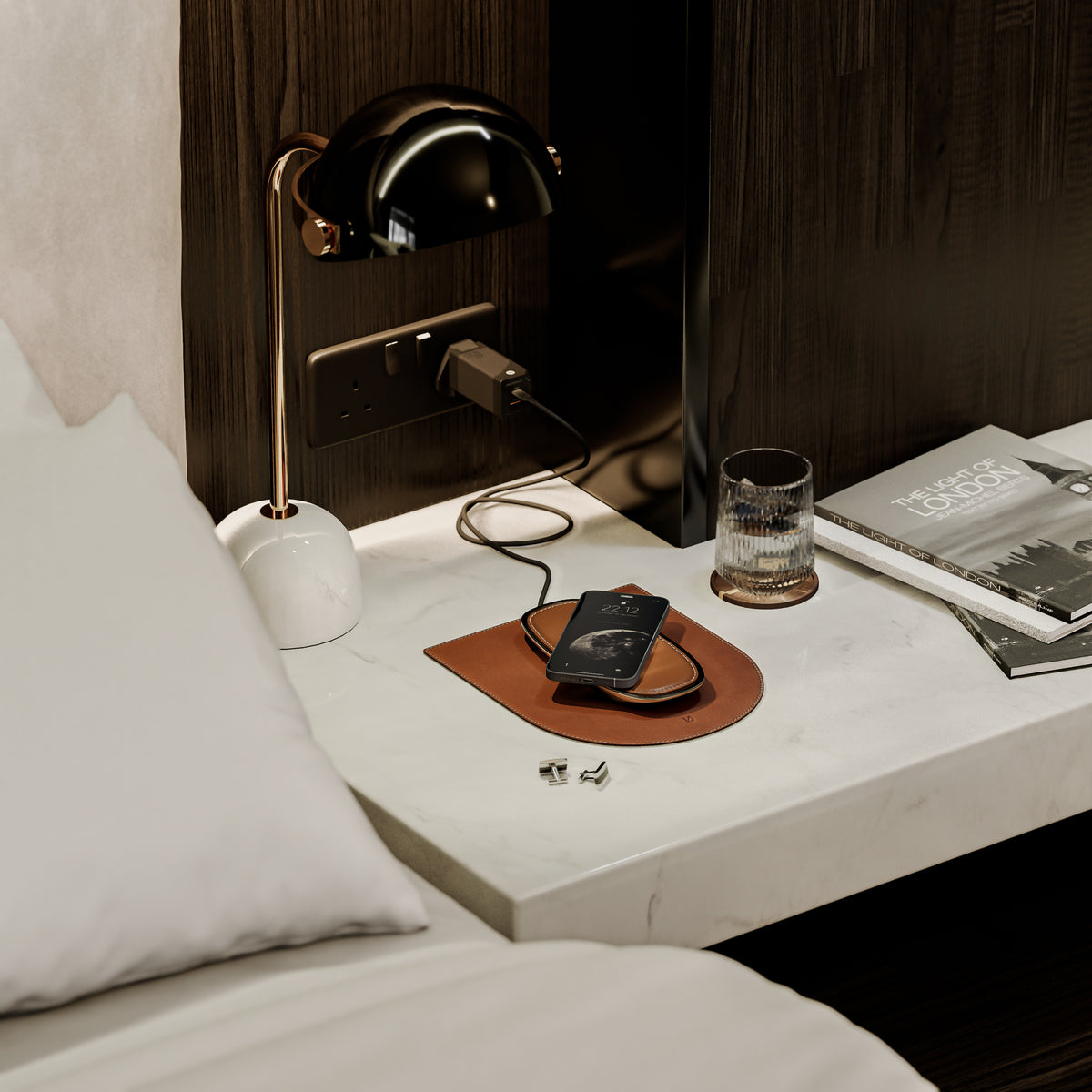 Leather Wireless Charger - Pulse Volitari | Classic Brown