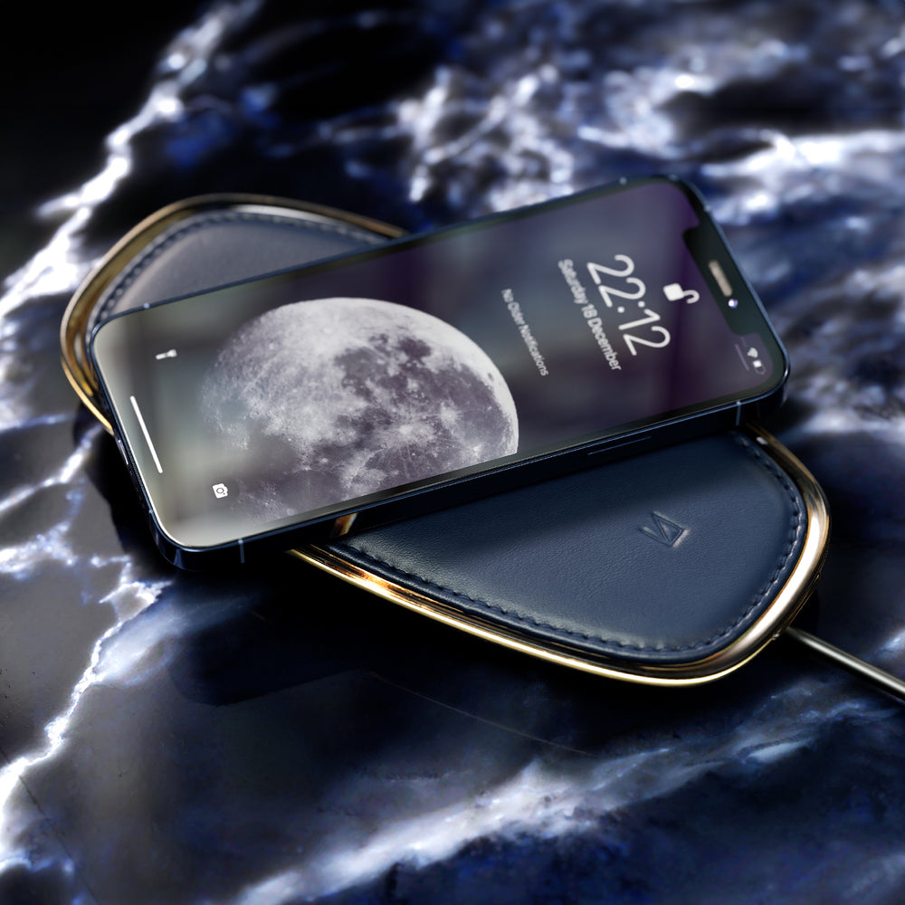 Leather Wireless Charger - Pulse Volitari | Lunar Midnight